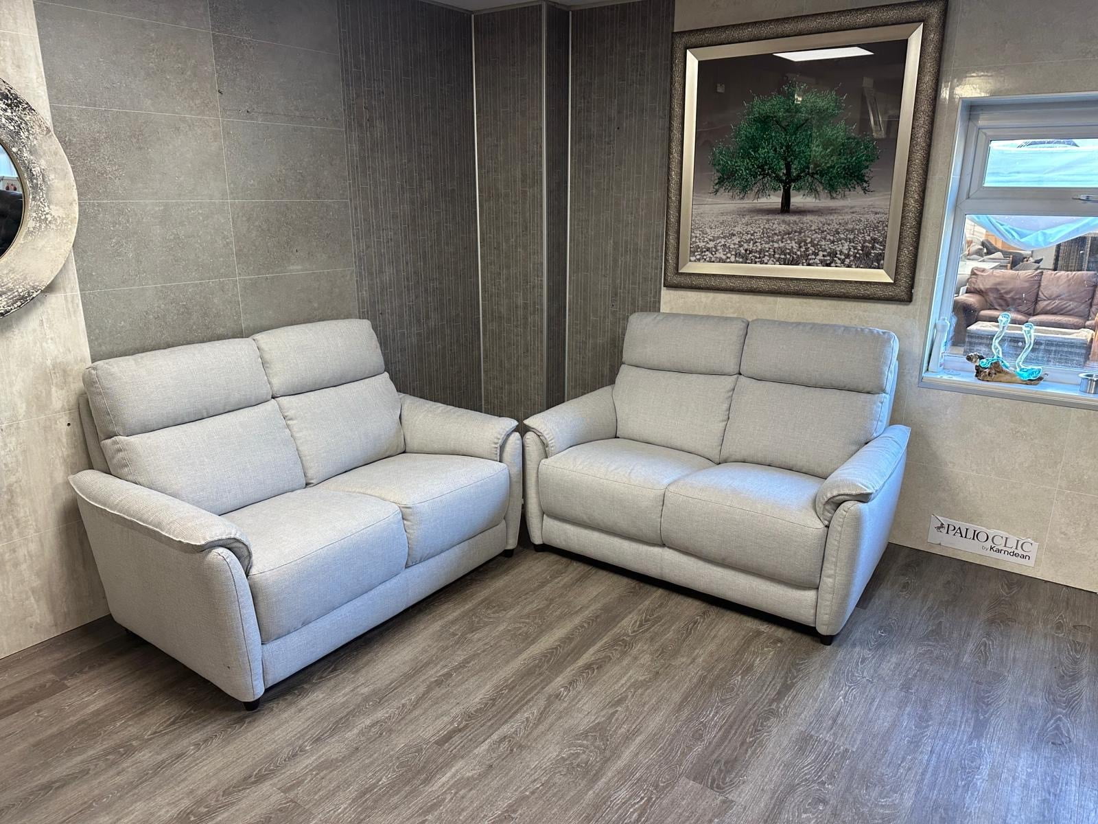 HTL Turin Fabric 2 & 2 Seater Sofa Set In A BXS Silver - Grey Fabric ...